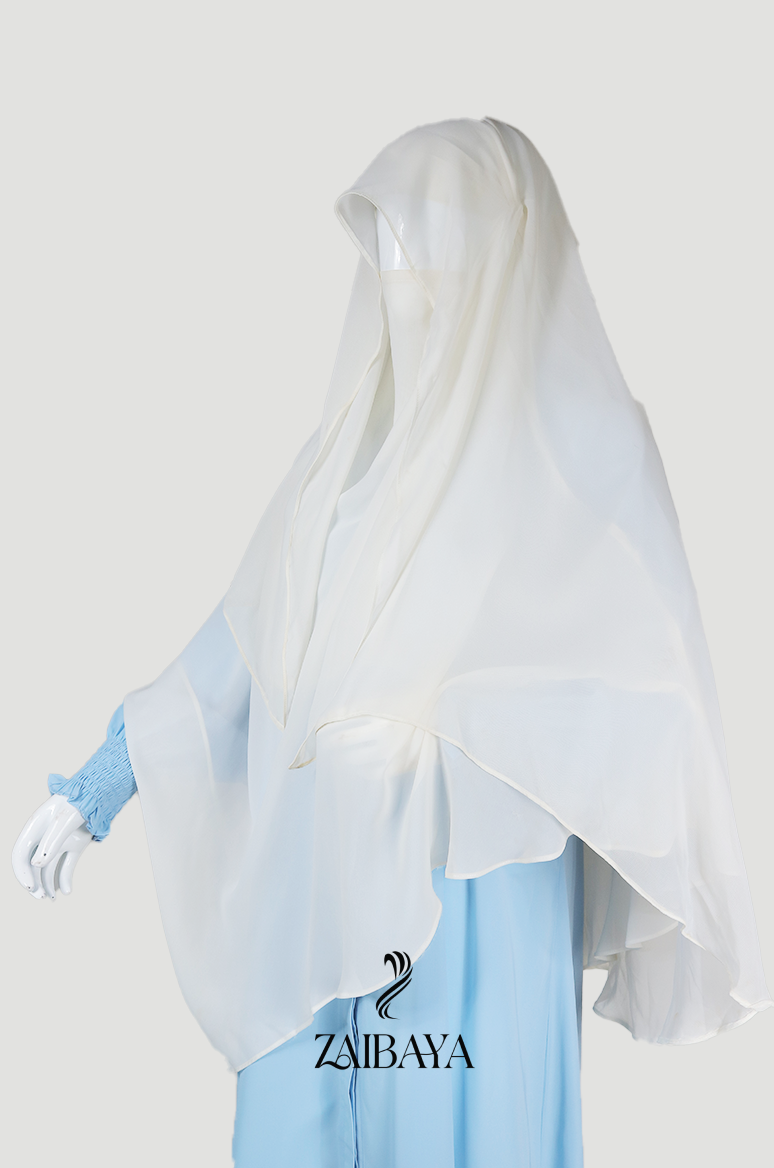 Premium White Khimar – Zaibaya